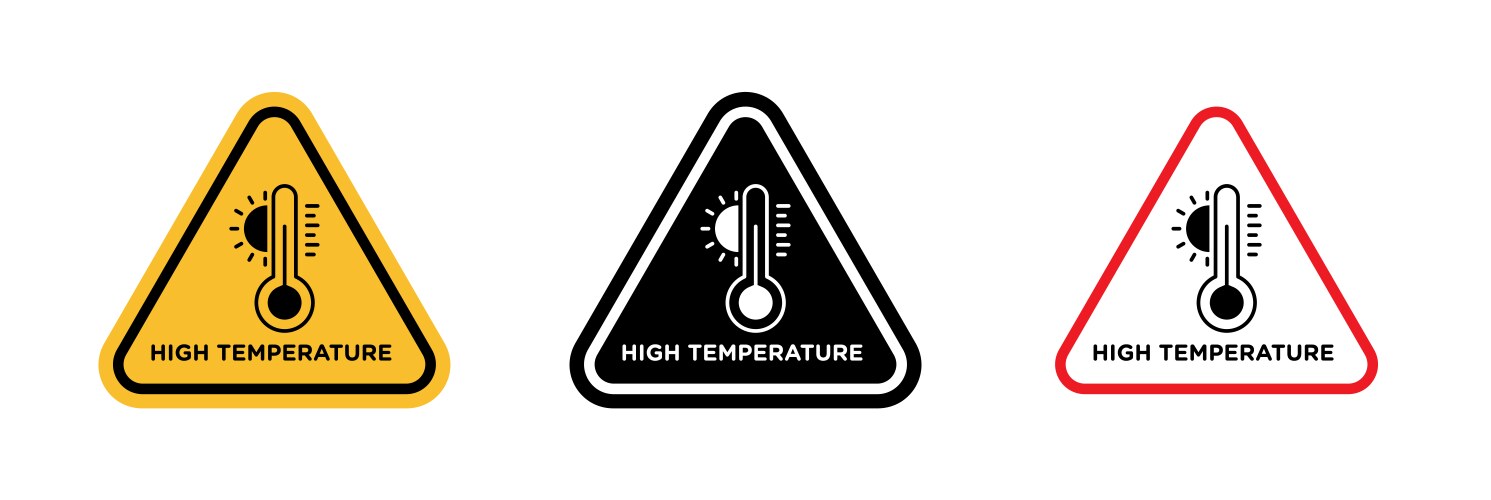 High temperature warning sign icon set caution Vector Image