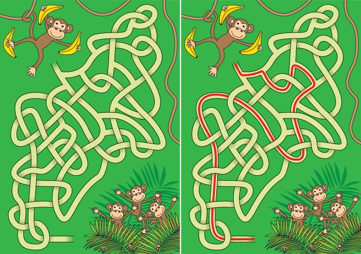 Monkey maze Royalty Free Vector Image - VectorStock