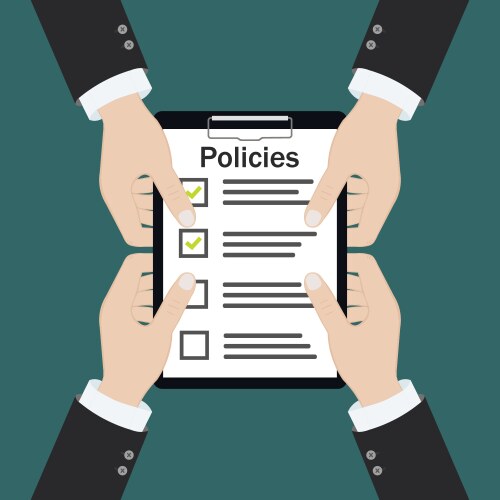 Policies policy document checklist list Royalty Free Vector