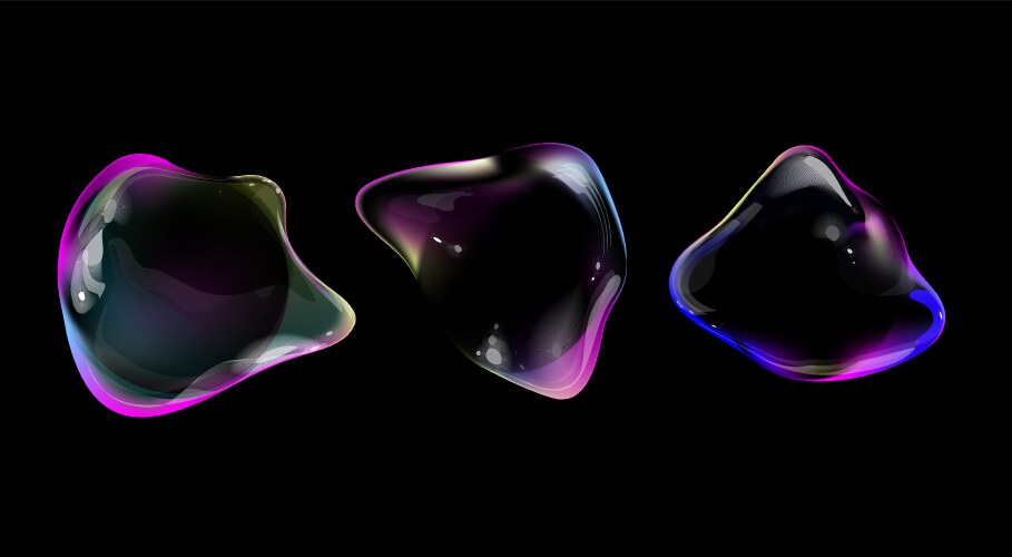 Iridescent bubble of different shapes design Vector Image