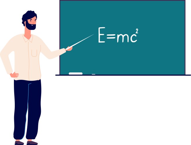 Handsome teacher cartoon teaching mathematics Vector Image