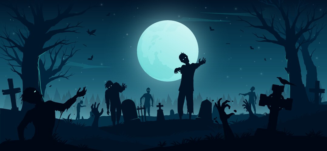 Zombie graveyard wallpaper Vector Images & Graphics for Commercial Use ...