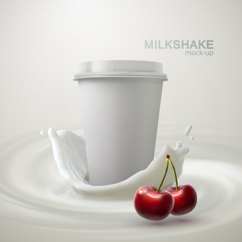 Milkshake paper cup and creamy splash Royalty Free Vector