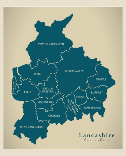 Modern map - wyre district of lancashire england Vector Image