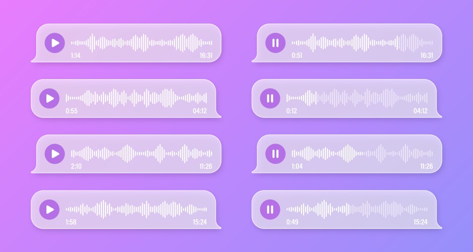 Voice audio message transparent speech bubbles Vector Image