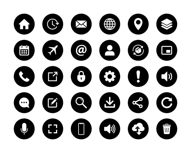 Web icon set symbol and contact information Vector Image