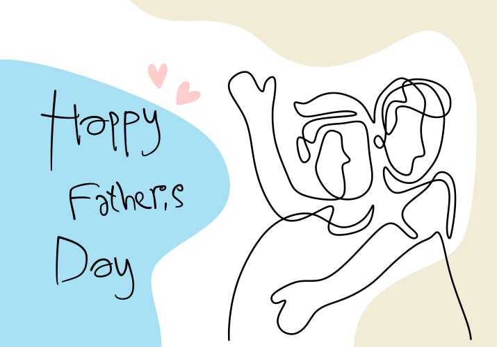 Father and son one line drawing dad holding Vector Image