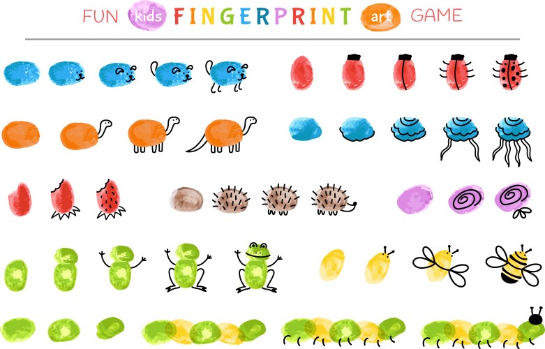 Kids fingerprint game paint baby finger print art Vector Image