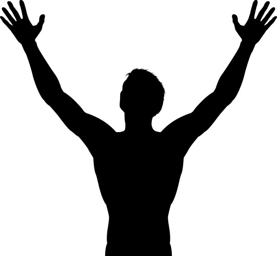Man silhouette hands raised Royalty Free Vector Image