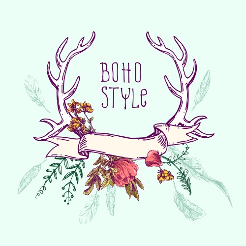 Boho style circle frame Royalty Free Vector Image