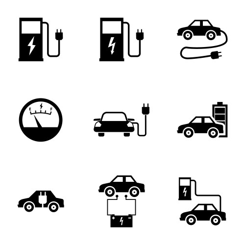 Cables and plugs icons set Royalty Free Vector Image