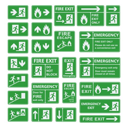 Exit sign set isolated Royalty Free Vector Image
