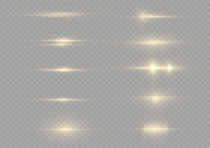 Horizontal light ray flash yellow line Royalty Free Vector