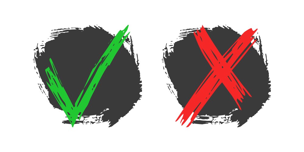 Hand drawn check and cross sign elements Vector Image