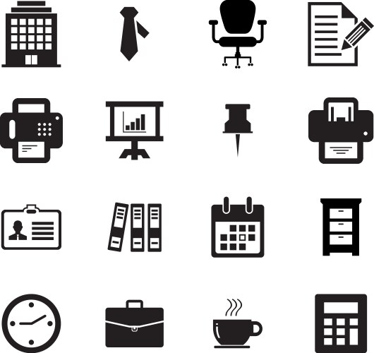 Office icons Royalty Free Vector Image - VectorStock