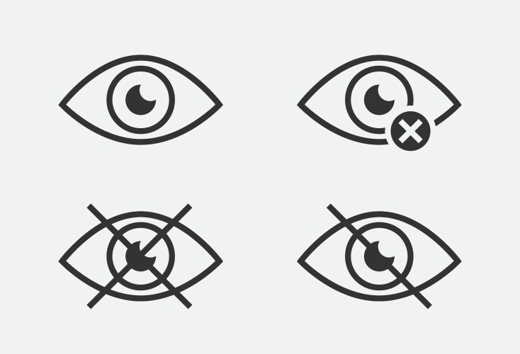 Set show password icon eye symbol vision hide Vector Image Set show password icon eye symbol vision hide Vector Image