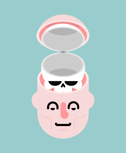 Fat skull isolated man skeleton head sign Vector Image