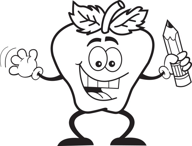 Cartoon apple student Royalty Free Vector Image