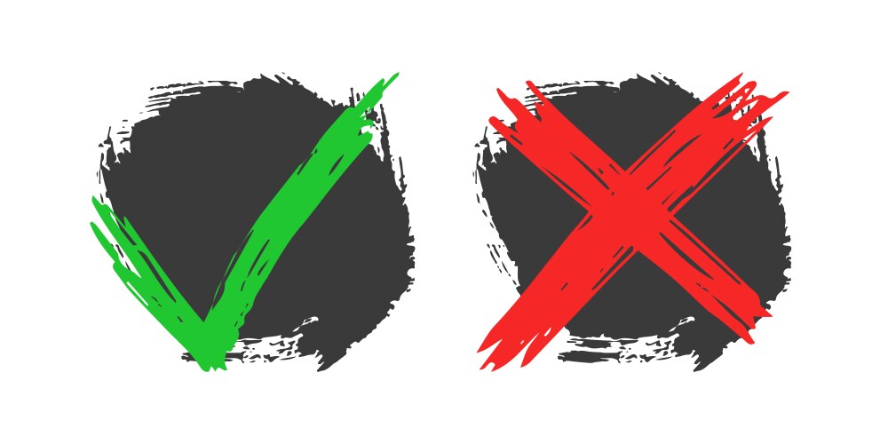 Hand drawn check and cross sign elements Vector Image