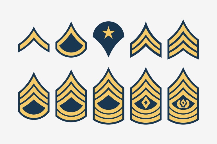 Military ranks stripes and chevrons set army Vector Image