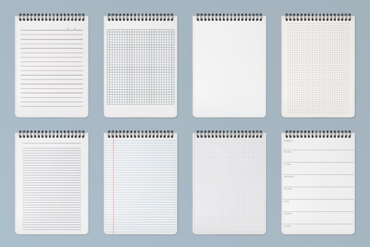 Notebook pages template daily and notes Royalty Free Vector