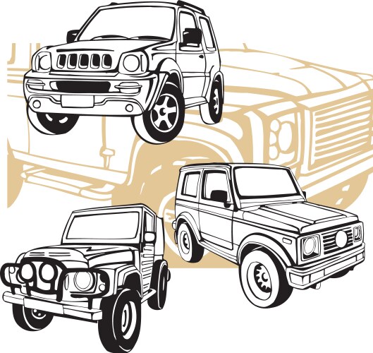 Off road car sketch sticker design template Vector Image