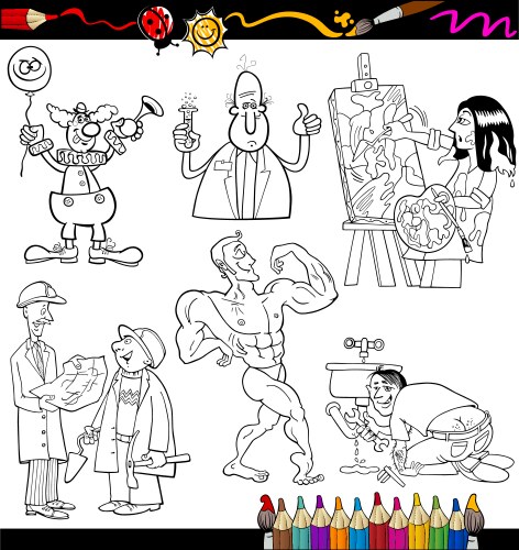 Worker with trowel coloring page Royalty Free Vector Image