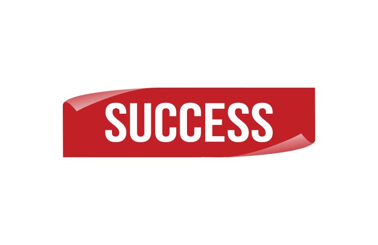 Completed red ribbon label banner open available Vector Image