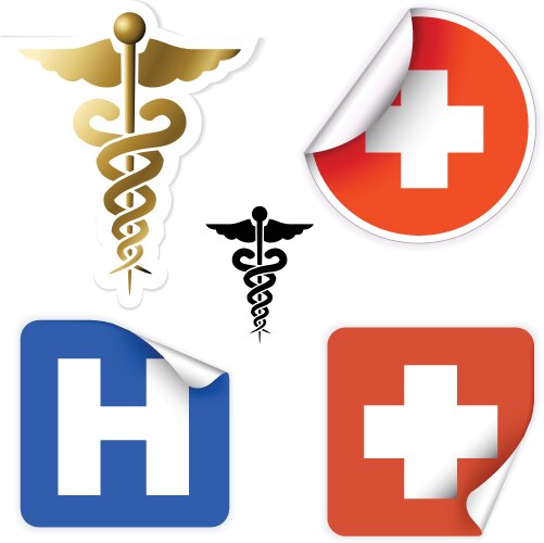 Digital health flat symbols poster Royalty Free Vector Image