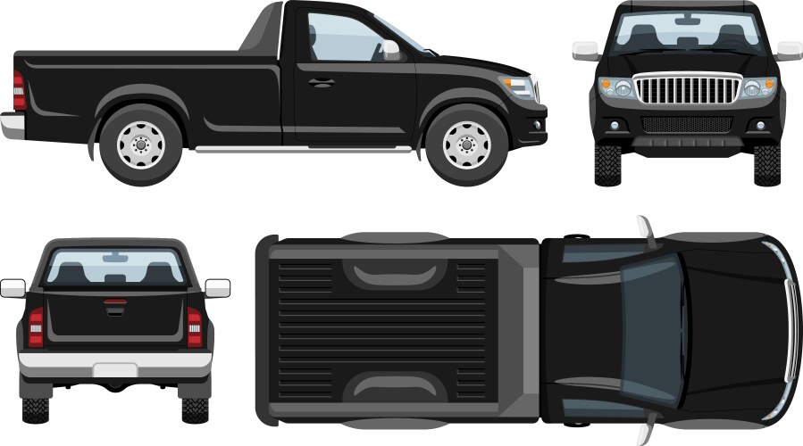 White pickup template vehicle branding mockup Vector Image