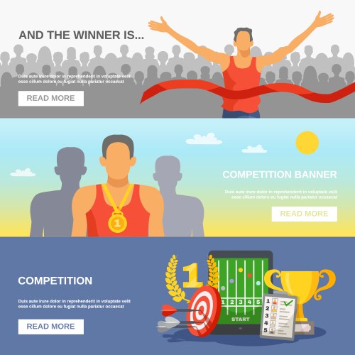 Happy competition champions web concept in flat Vector Image
