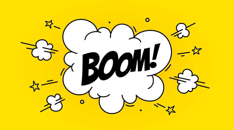 Boom speech bubble banner poster Royalty Free Vector Image
