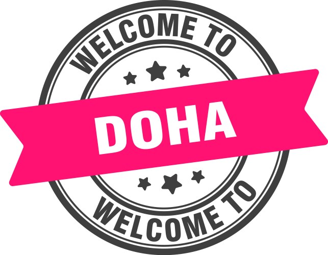 Welcome to doha stamp round sign Royalty Free Vector Image