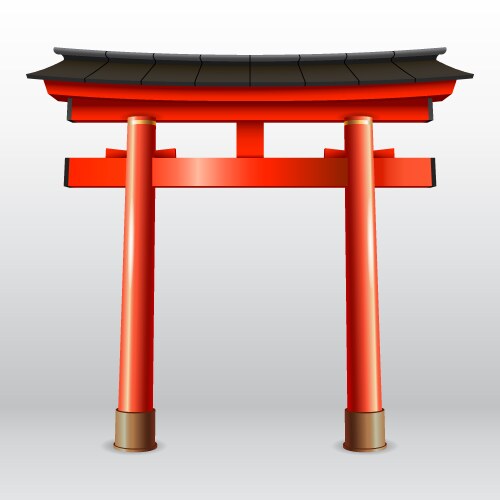 Japanese red gate traditional oriental landmark Vector Image