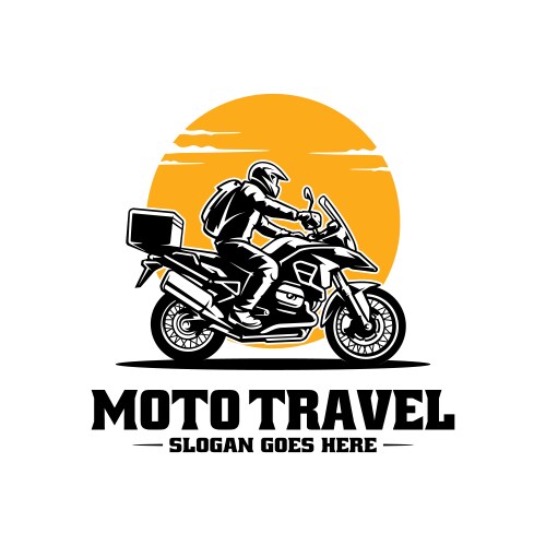 Biker riding adventure motorbike logo Royalty Free Vector