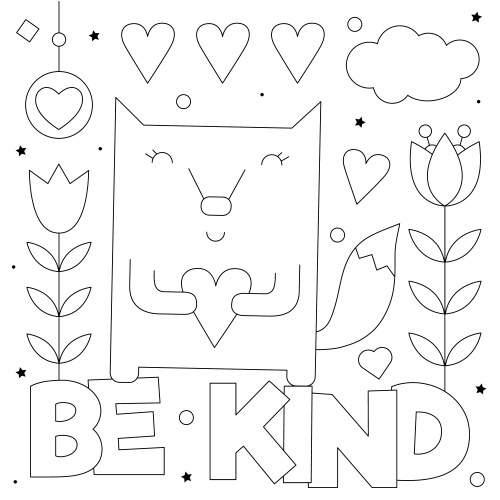 Be kind coloring page black and white Royalty Free Vector