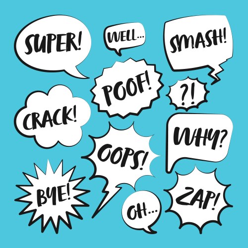 Comic speech bubbles with handwritten text Vector Image