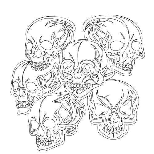 Decorative skulls outline sketch Royalty Free Vector Image