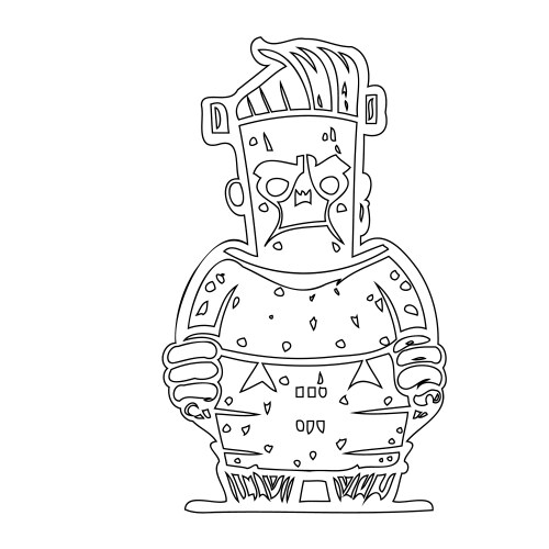 Frankensteins monster outline sketch Royalty Free Vector