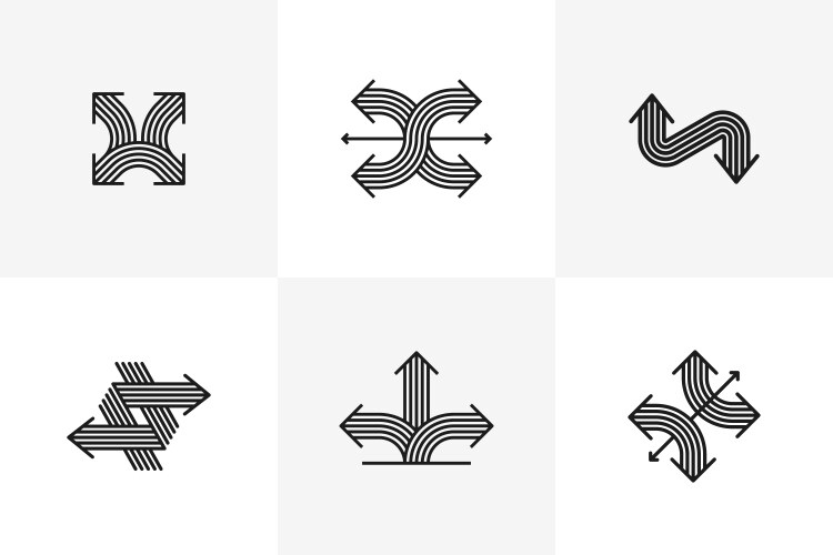 Concept arrows logos set isolated double Vector Image