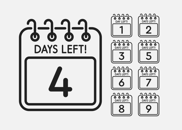 Countdown daily page calendar icon - 1 day left Vector Image