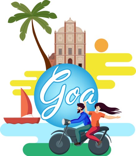 Goa tourism collage design with map Royalty Free Vector