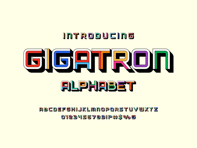 Sliced sans serif alphabet cut font Royalty Free Vector