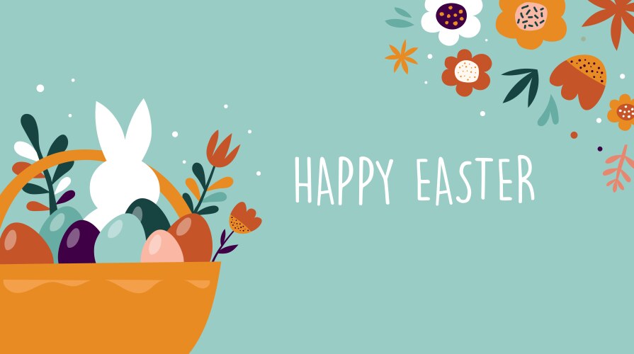 Boho easter concept design bunnies eggs flowers Vector Image