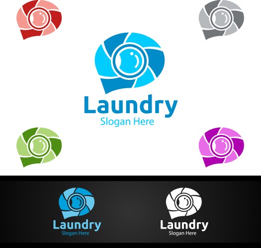 Laundry dry cleaners logo with clothes water Vector Image