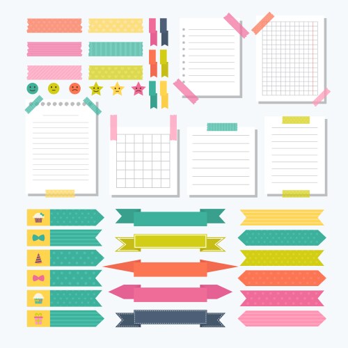 Collection of various note papers with different Vector Image