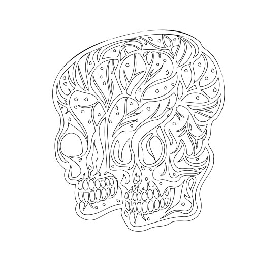 Decorative skulls outline sketch Royalty Free Vector Image