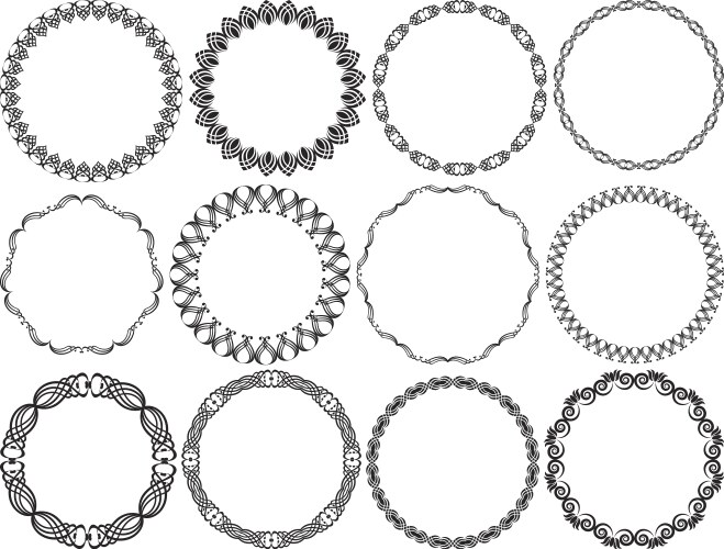 Set of 9 circle design frames Royalty Free Vector Image