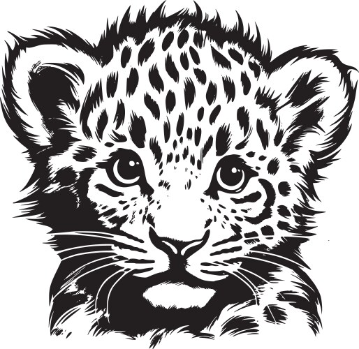 Baby african leopard linocut Royalty Free Vector Image