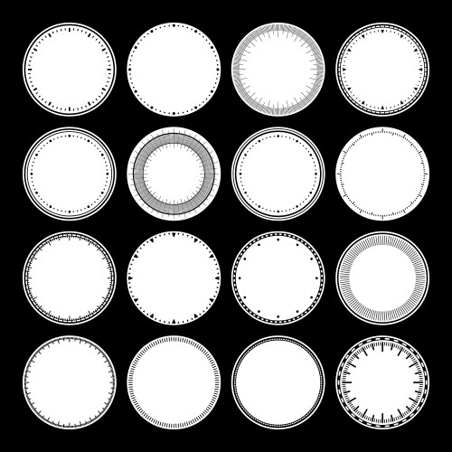 Mechanical clock faces bezel watch dial Royalty Free Vector